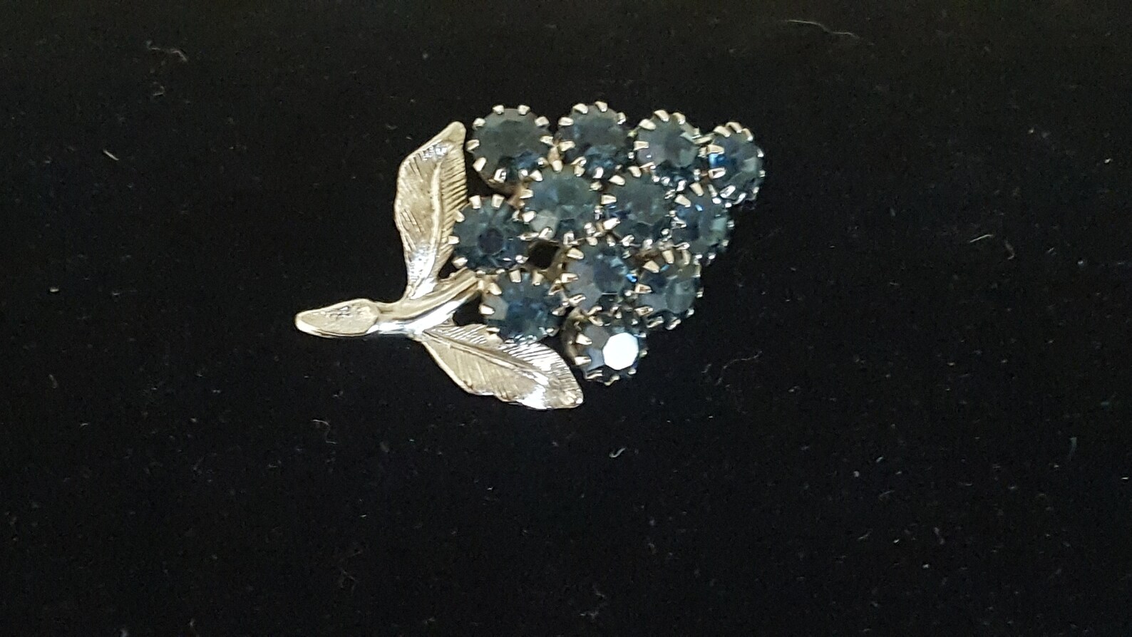 Vintage Deep Blue Rhinestone Brooch, Navy Flower, Royal Blue Glass ...