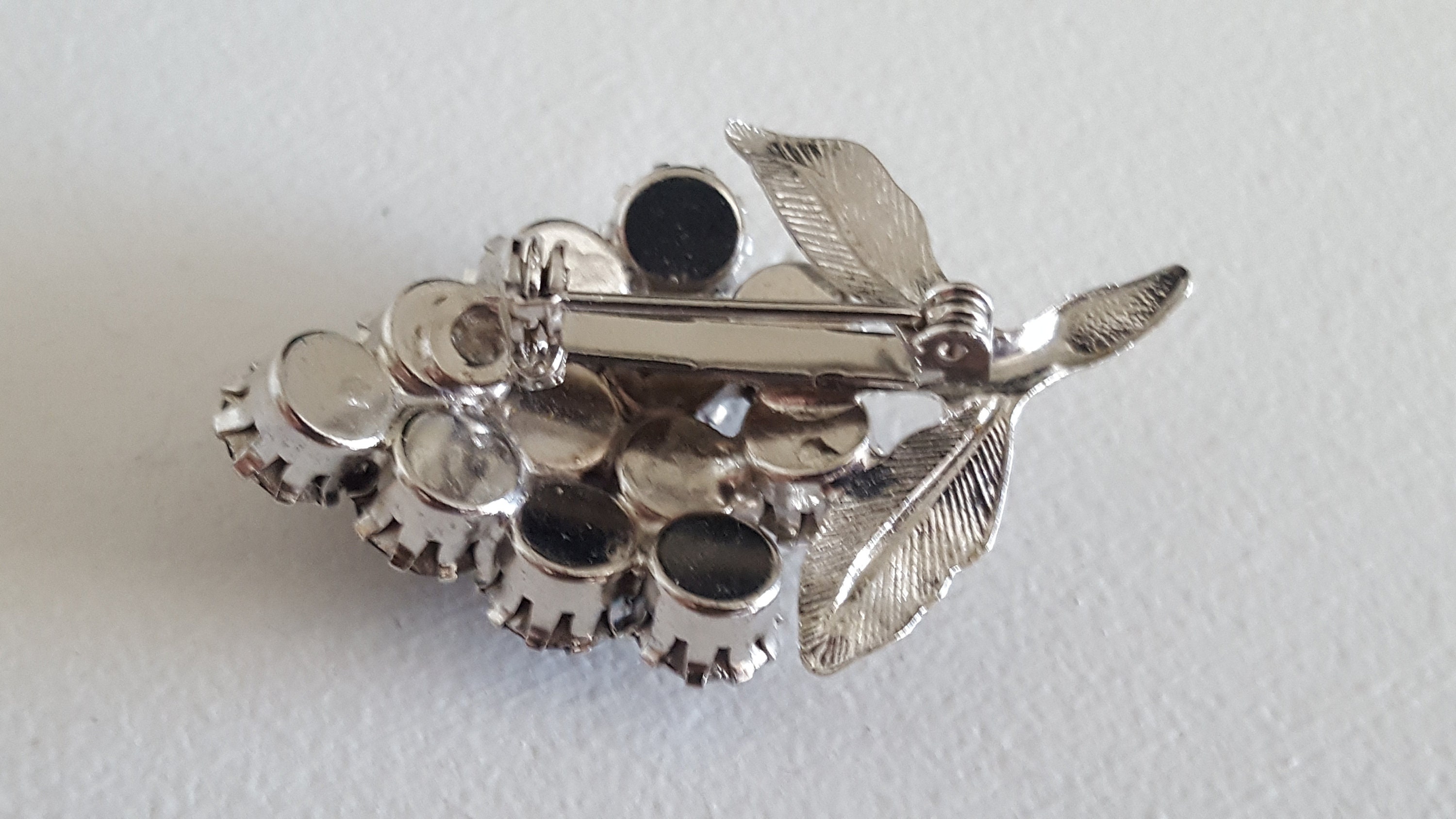 Vintage Deep Blue Rhinestone Brooch, Navy Flower, Royal Blue Glass ...