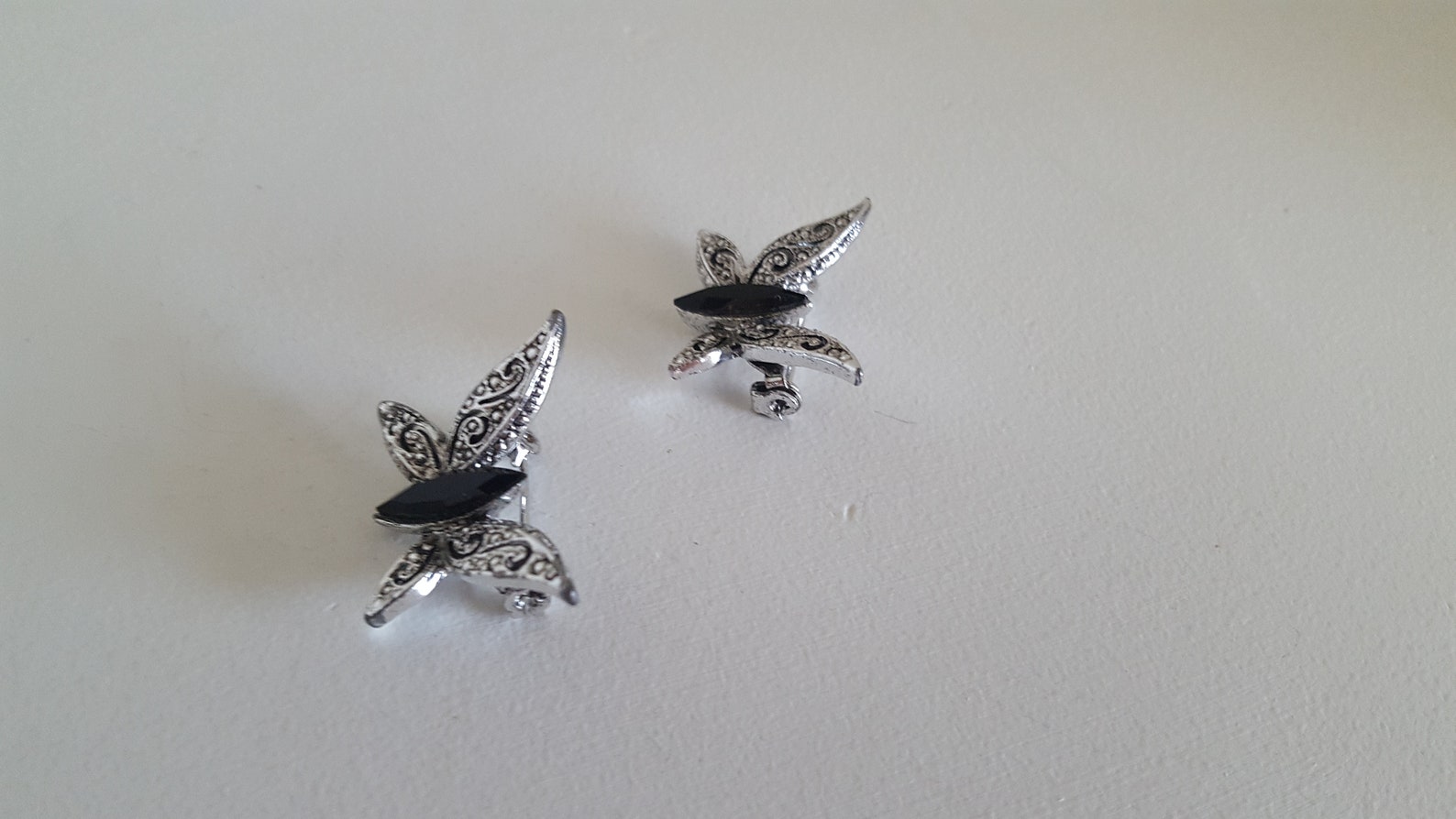 Pair of Butterflies, Flying Insect, Bug Pins, Collar Pins, Silver ...