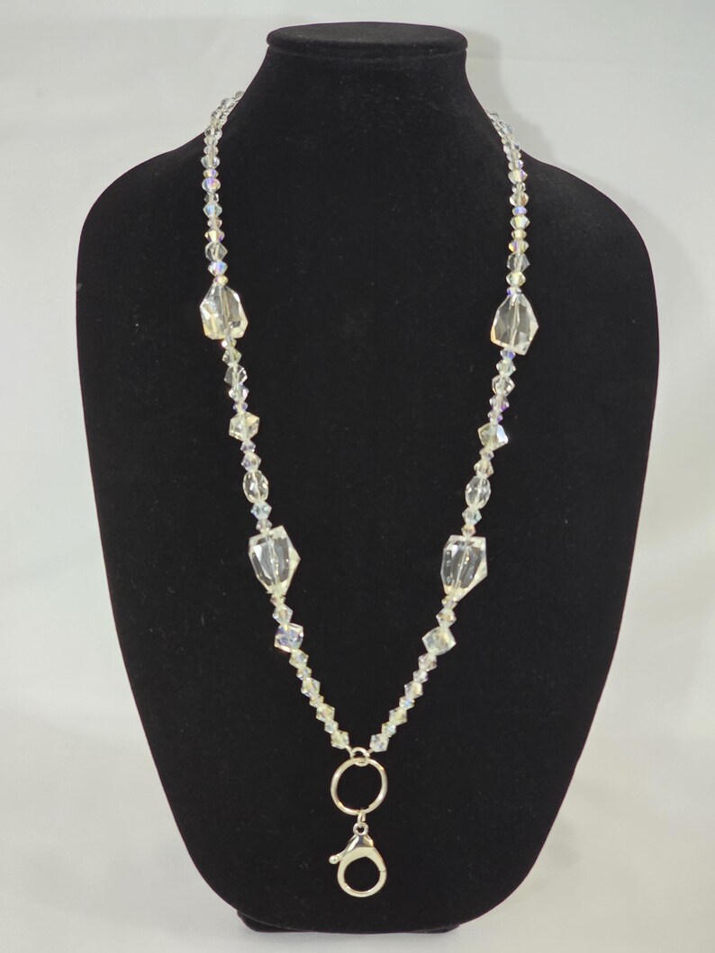 Crystal Beaded Lanyard, Clear Glass ID Badge Holder, Necklace Lanyard ...