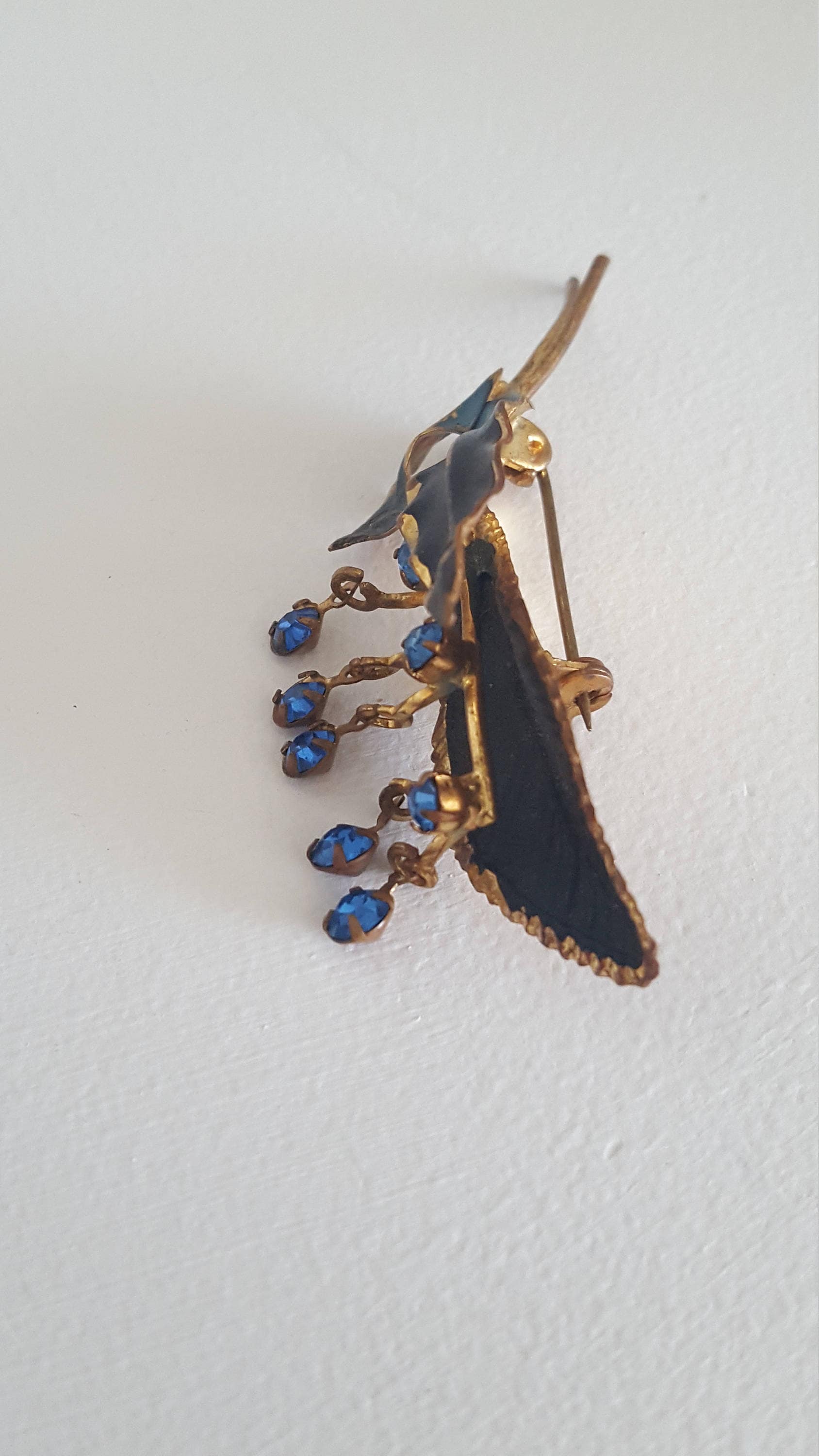 Signed Austria Rhinestone Brooch 1960 Austria Vintage Rhinestone Pin Enamel Leaf Brooch With ...