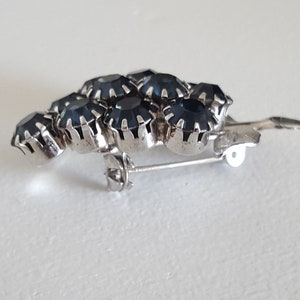 Vintage Deep Blue Rhinestone Brooch, Navy Flower, Royal Blue Glass ...