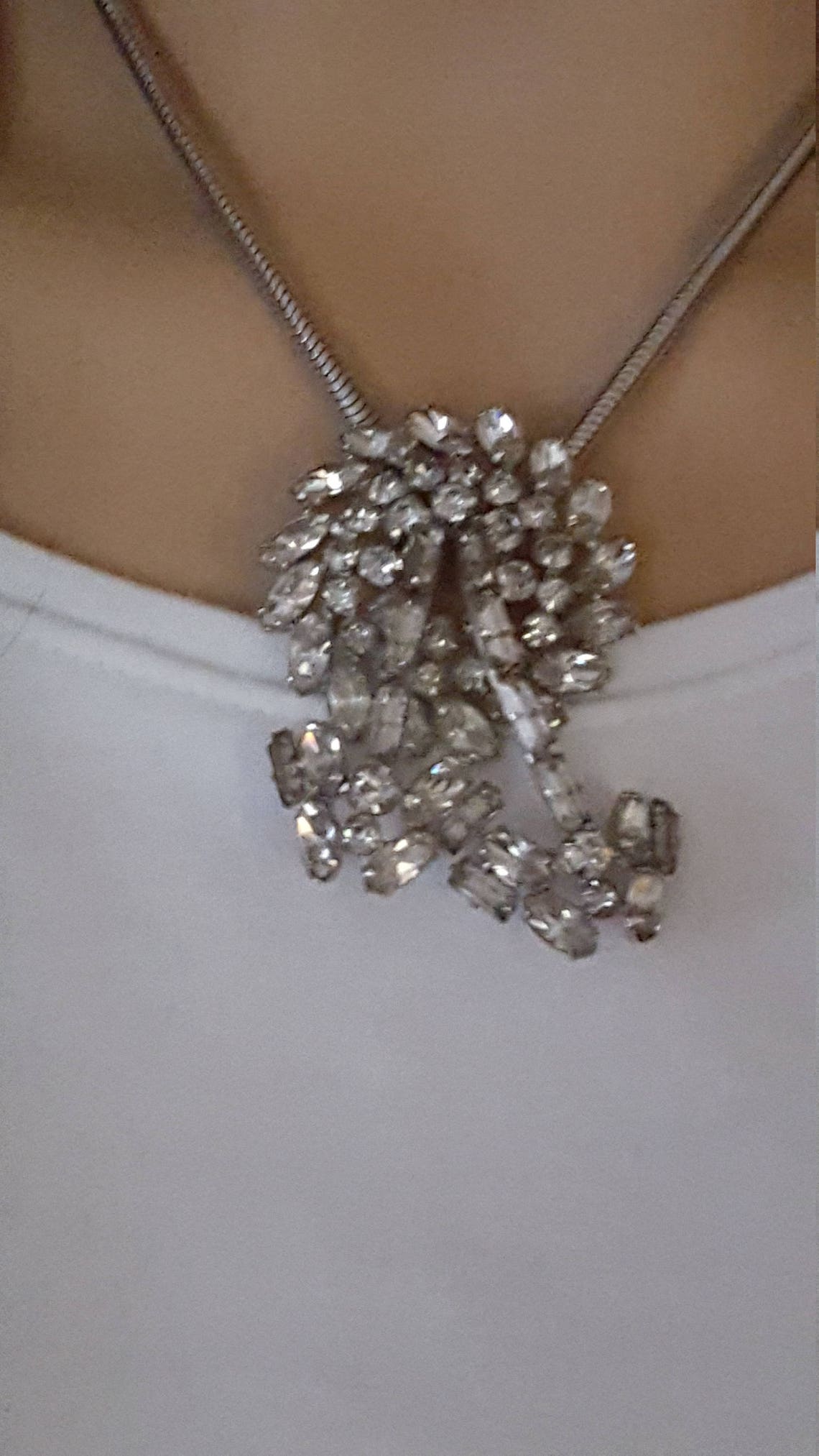 Clear Rhinestone Pendant Necklace Garne Jewelry Rhinestone Garne