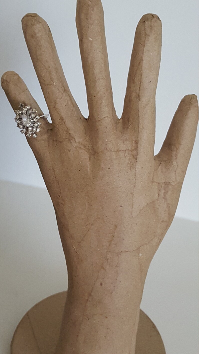 18K Rhinestone Ring, Rhinestone Costume Ring, Vintage 18K HGE Cocktail ...