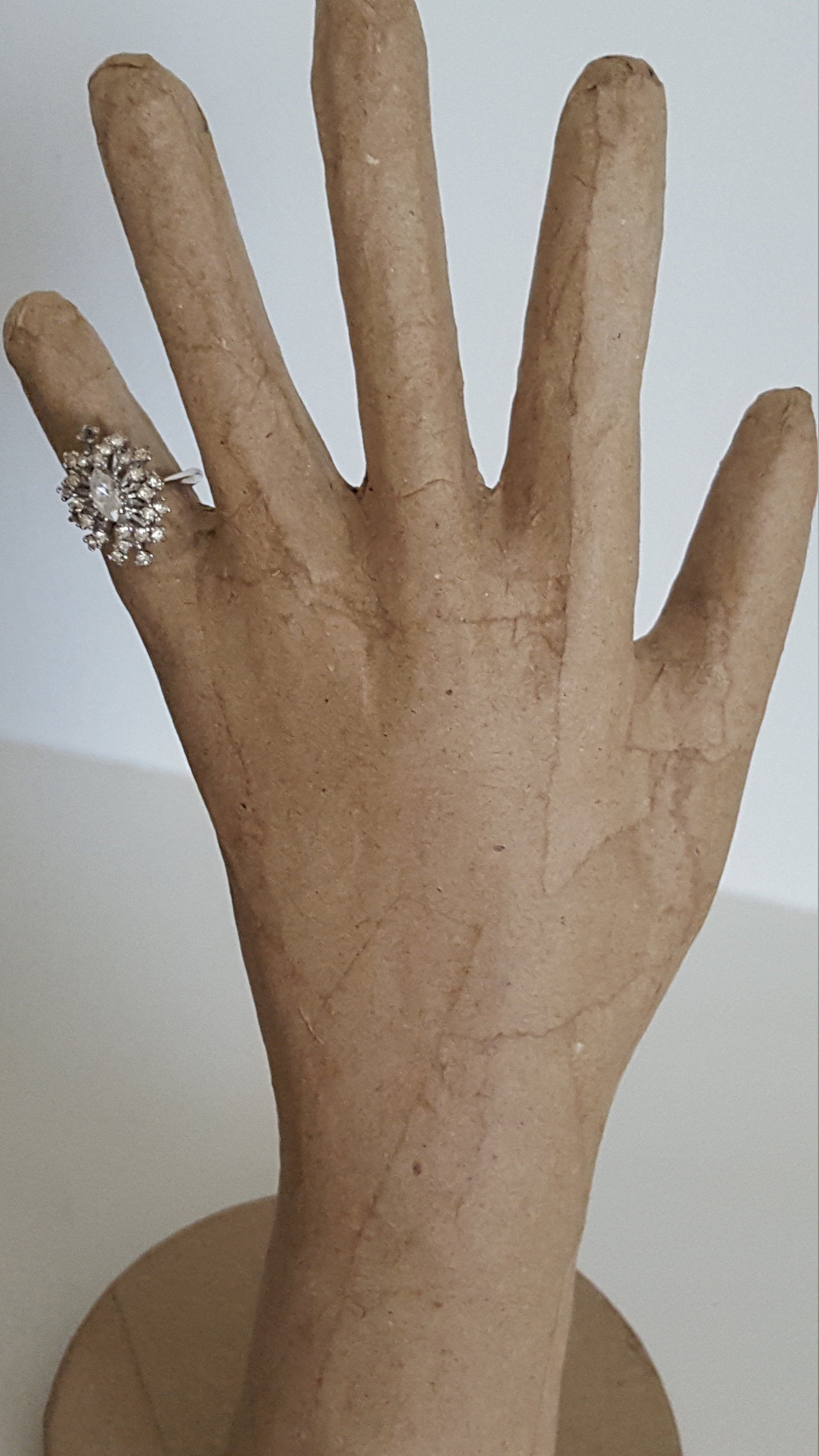 18K Rhinestone Ring, Rhinestone Costume Ring, Vintage 18K HGE Cocktail ...