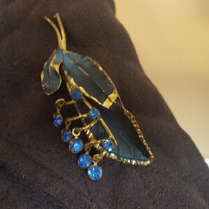 Signed Austria Rhinestone Brooch 1960 Austria Vintage Rhinestone Pin Enamel Leaf Brooch With ...