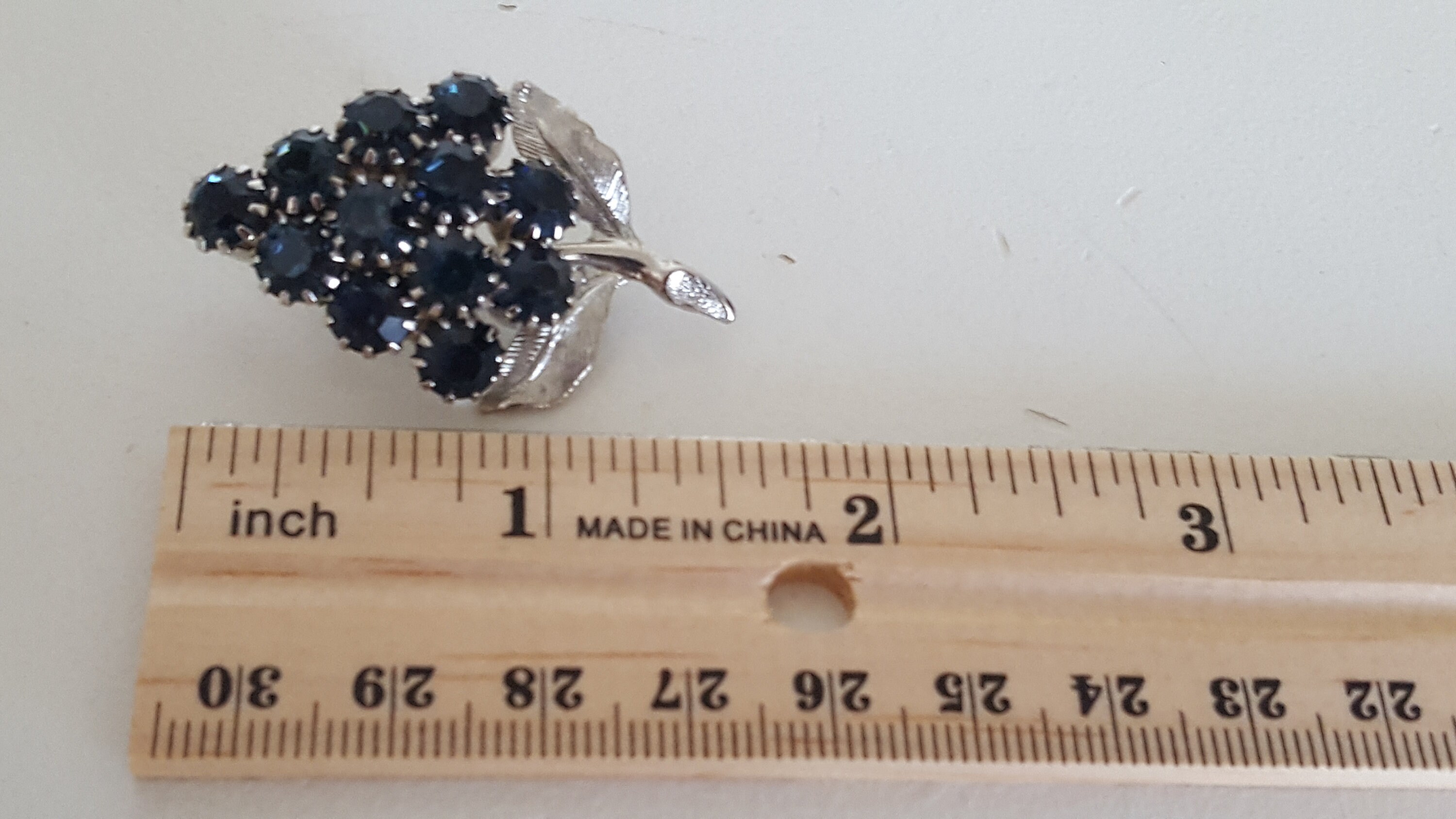 Vintage Deep Blue Rhinestone Brooch, Navy Flower, Royal Blue Glass ...