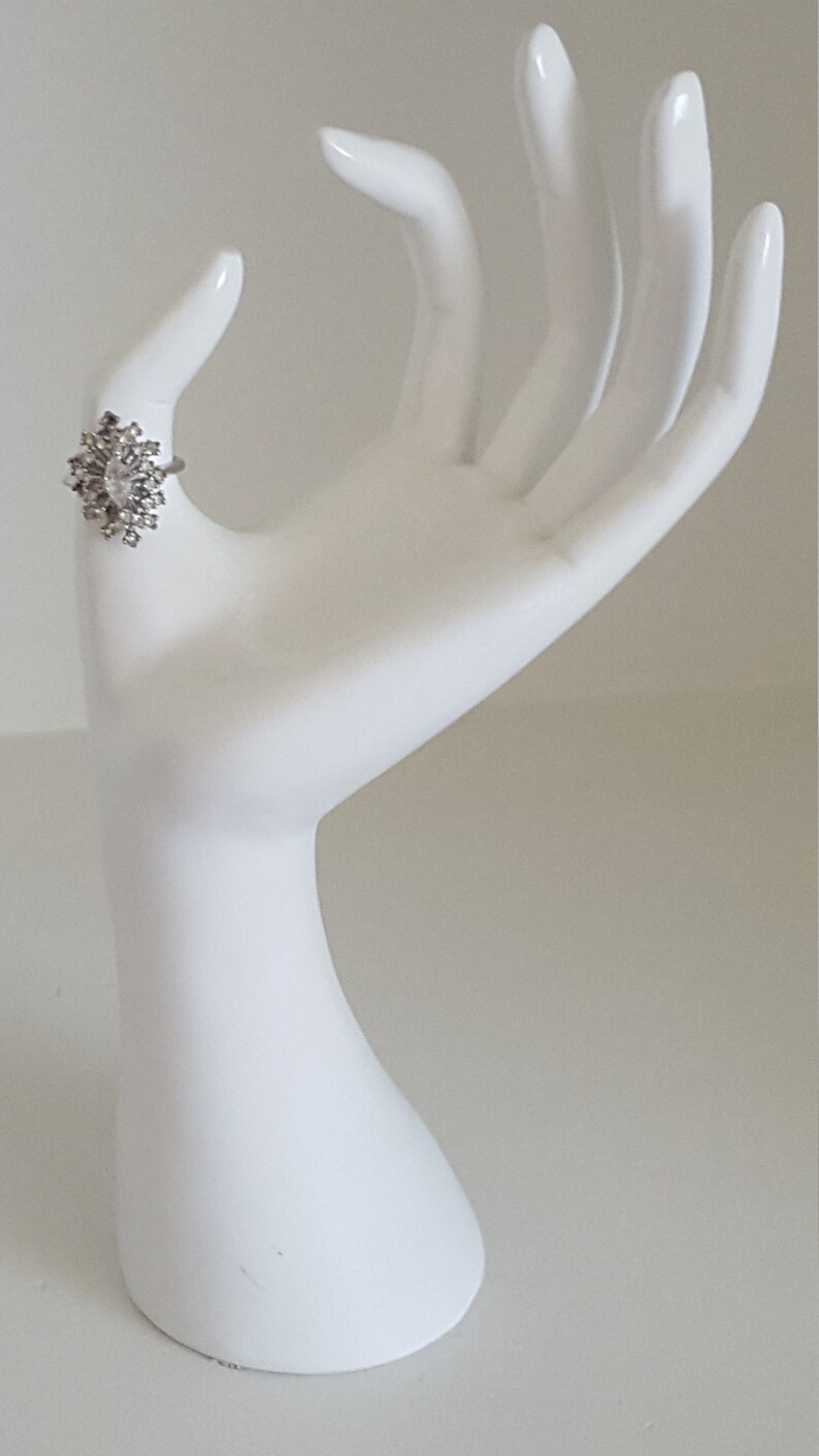 18K Rhinestone Ring, Rhinestone Costume Ring, Vintage 18K HGE Cocktail ...