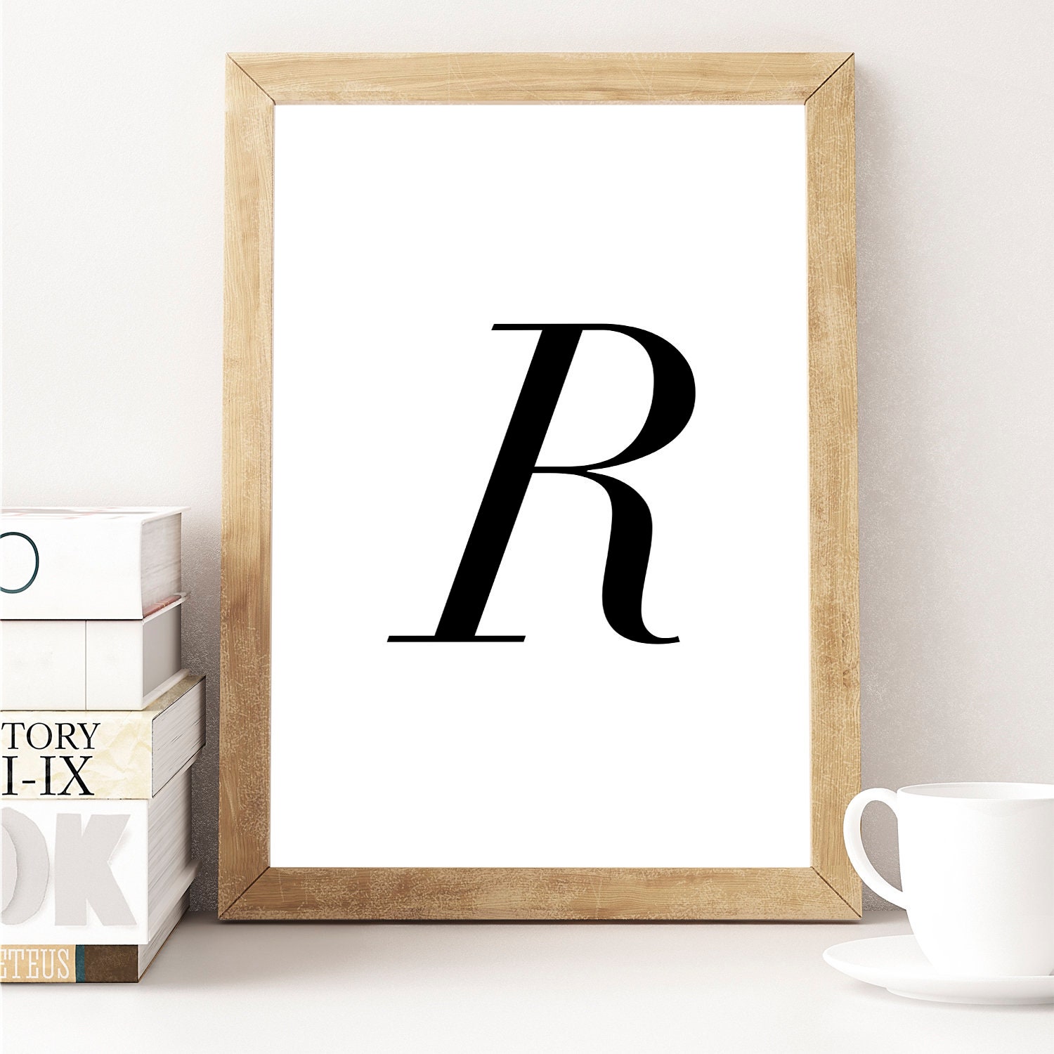 Letter R Poster Print Italic Serif Alphabet Black And White | Etsy