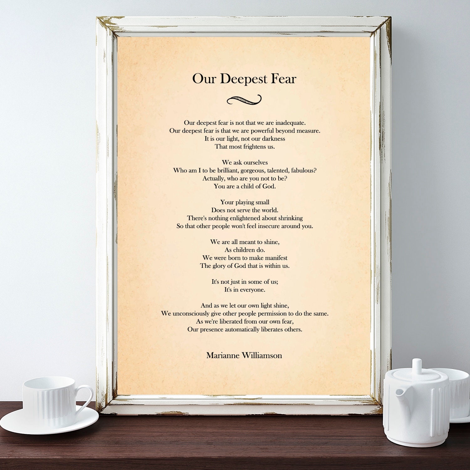 Our Deepest Fear Poem by Marianne Williamson Poster Poetry - Etsy