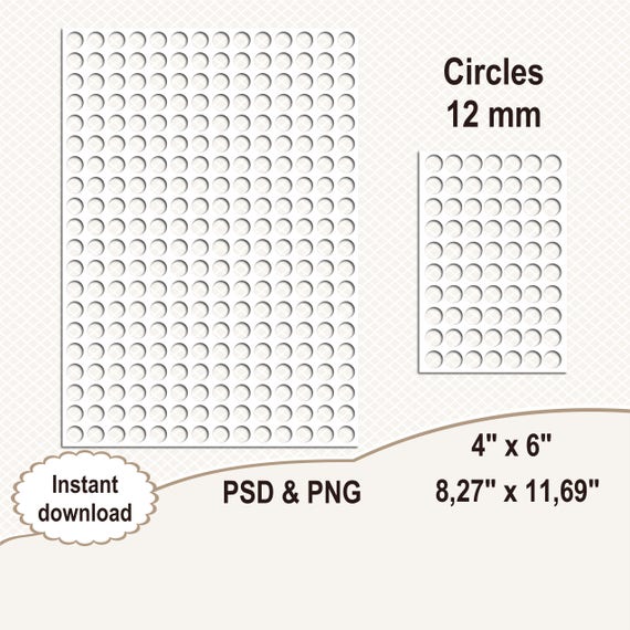 12mm Digital Template .circles Template. Collage Sheet | Etsy