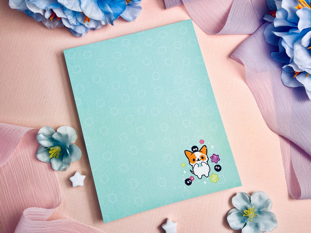 Soot Sprites Dog Notepad – Pepper | Whimsical Blue Desk Memo Pad - Etsy