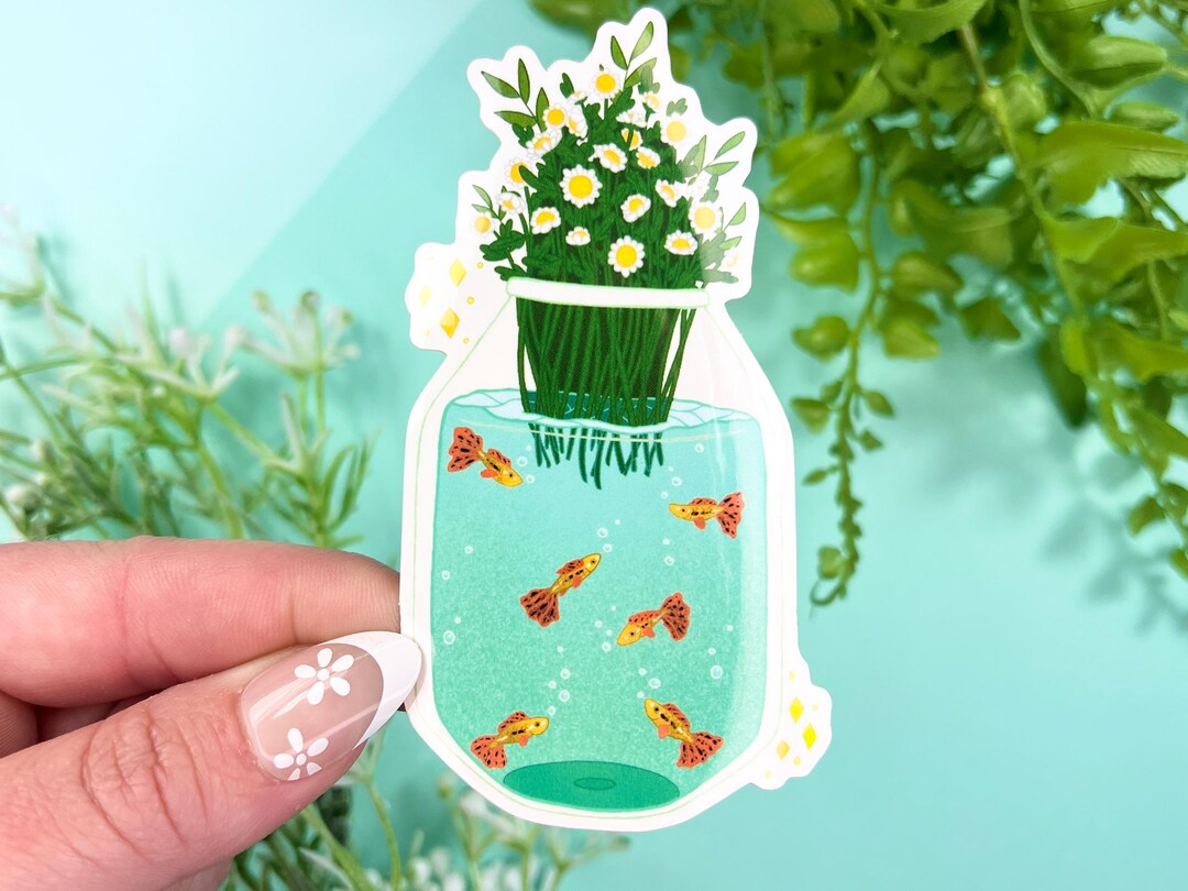 Guppy Fish in Vase Sticker | Aquarium Laptop Decal - Etsy