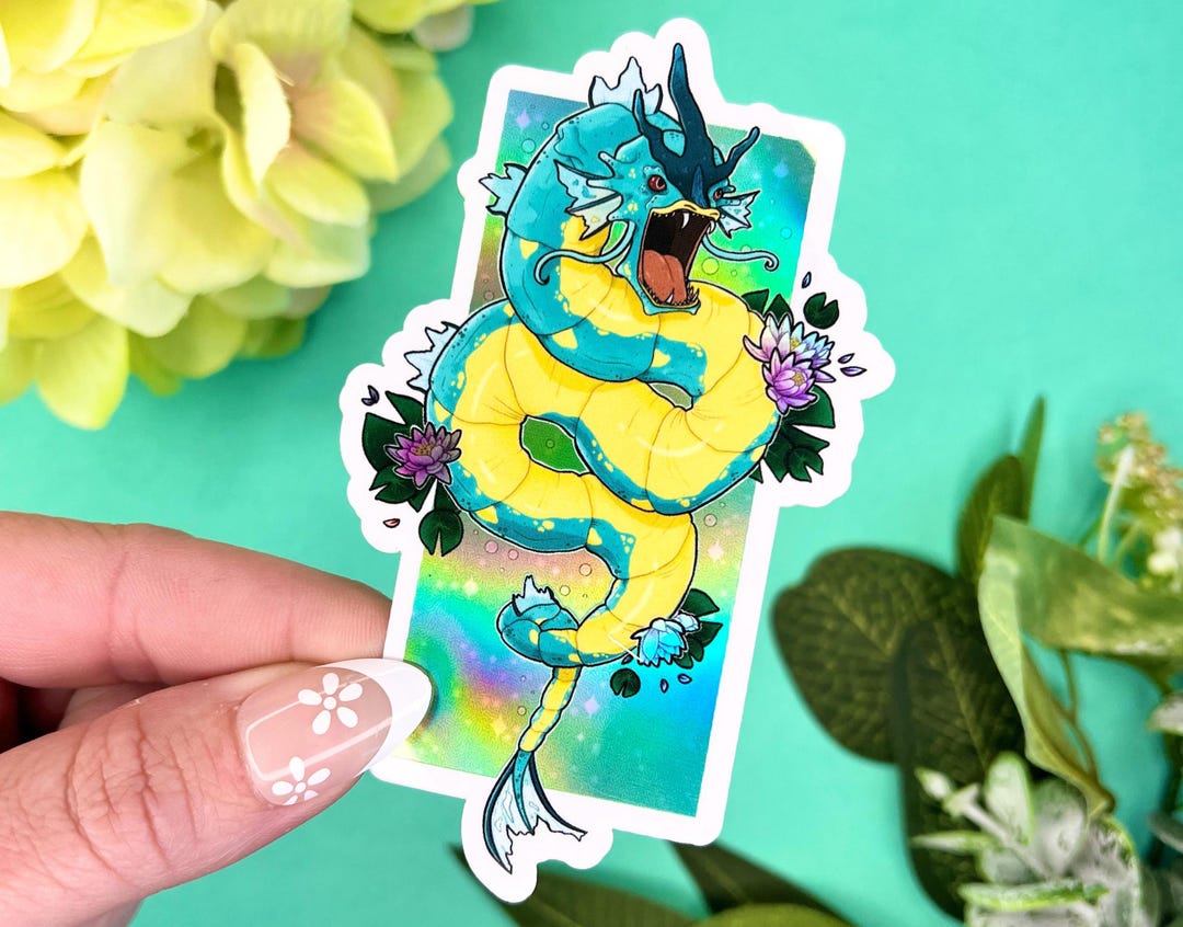 Holographic Water Dragon Sticker | Retro Sea Serpent Vinyl Decal - Etsy