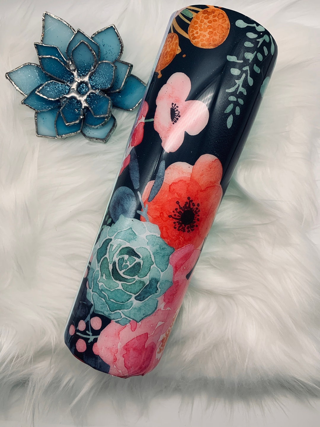 Flower Split Glitter Tumbler - Etsy
