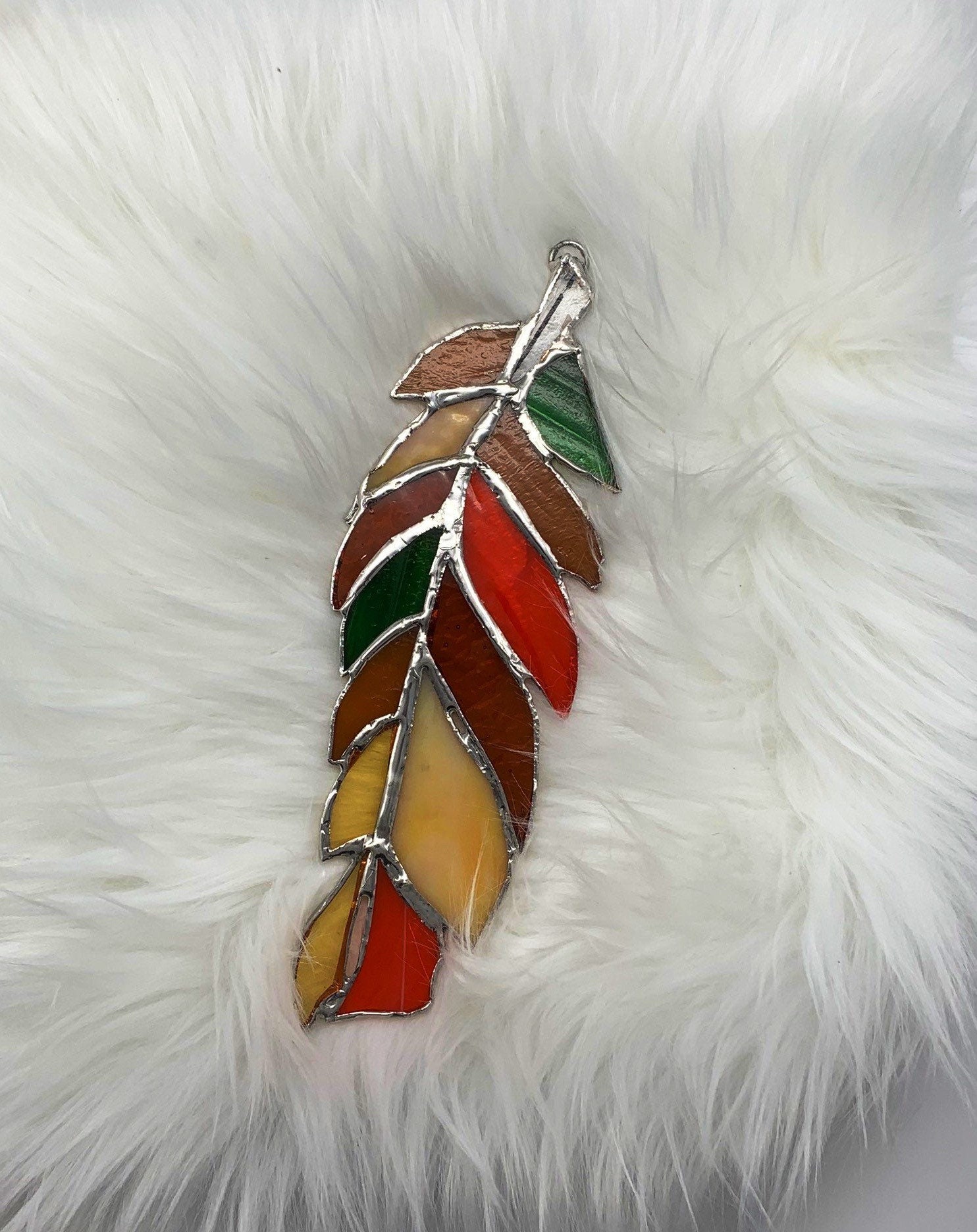 Stained glass wispy feather. | Etsy