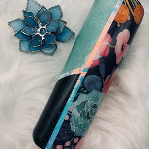 Flower Split Glitter Tumbler - Etsy