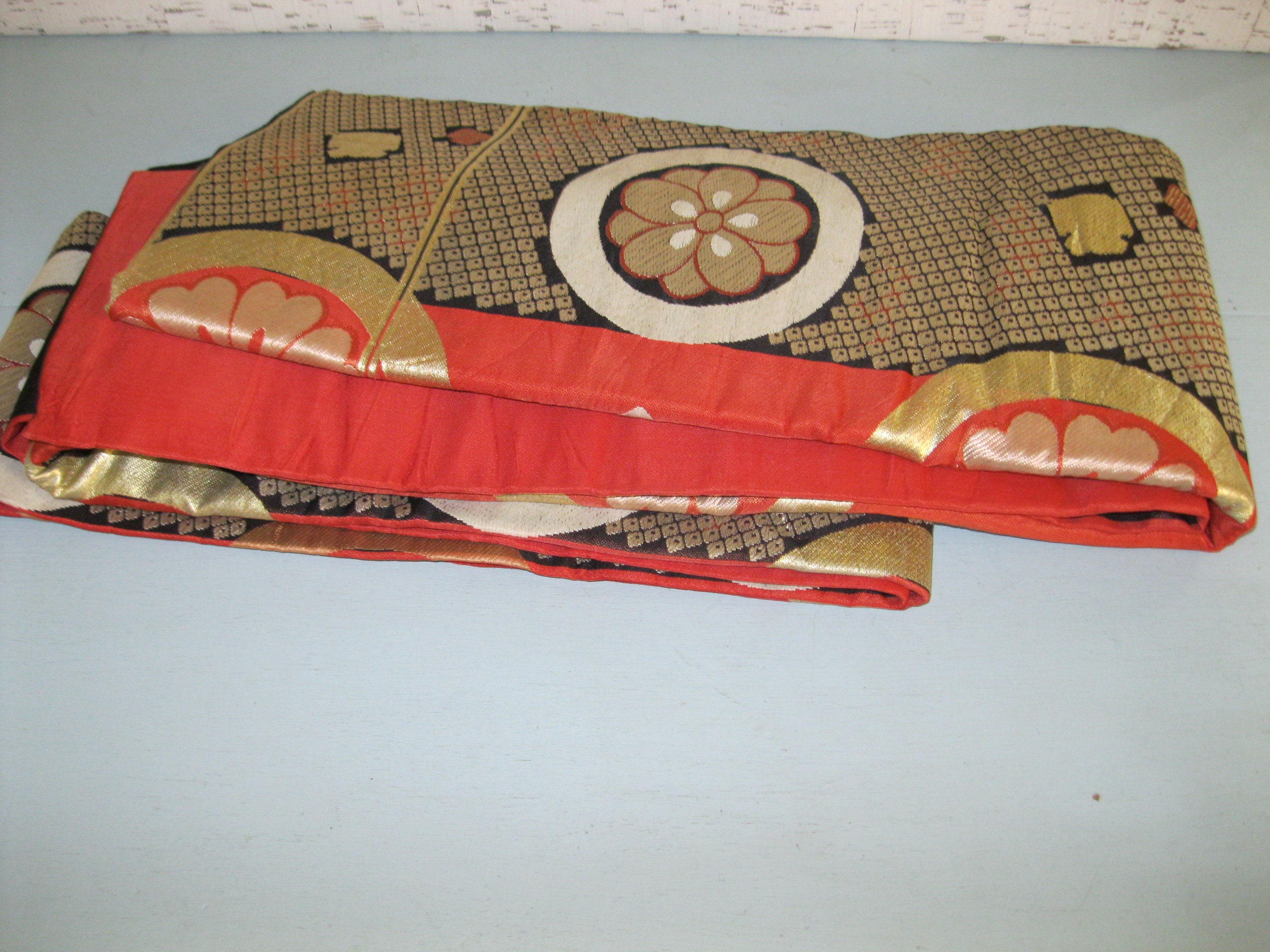 Japanese Traditional Obi Sash / Vintage Red and Black and Gold - Etsy