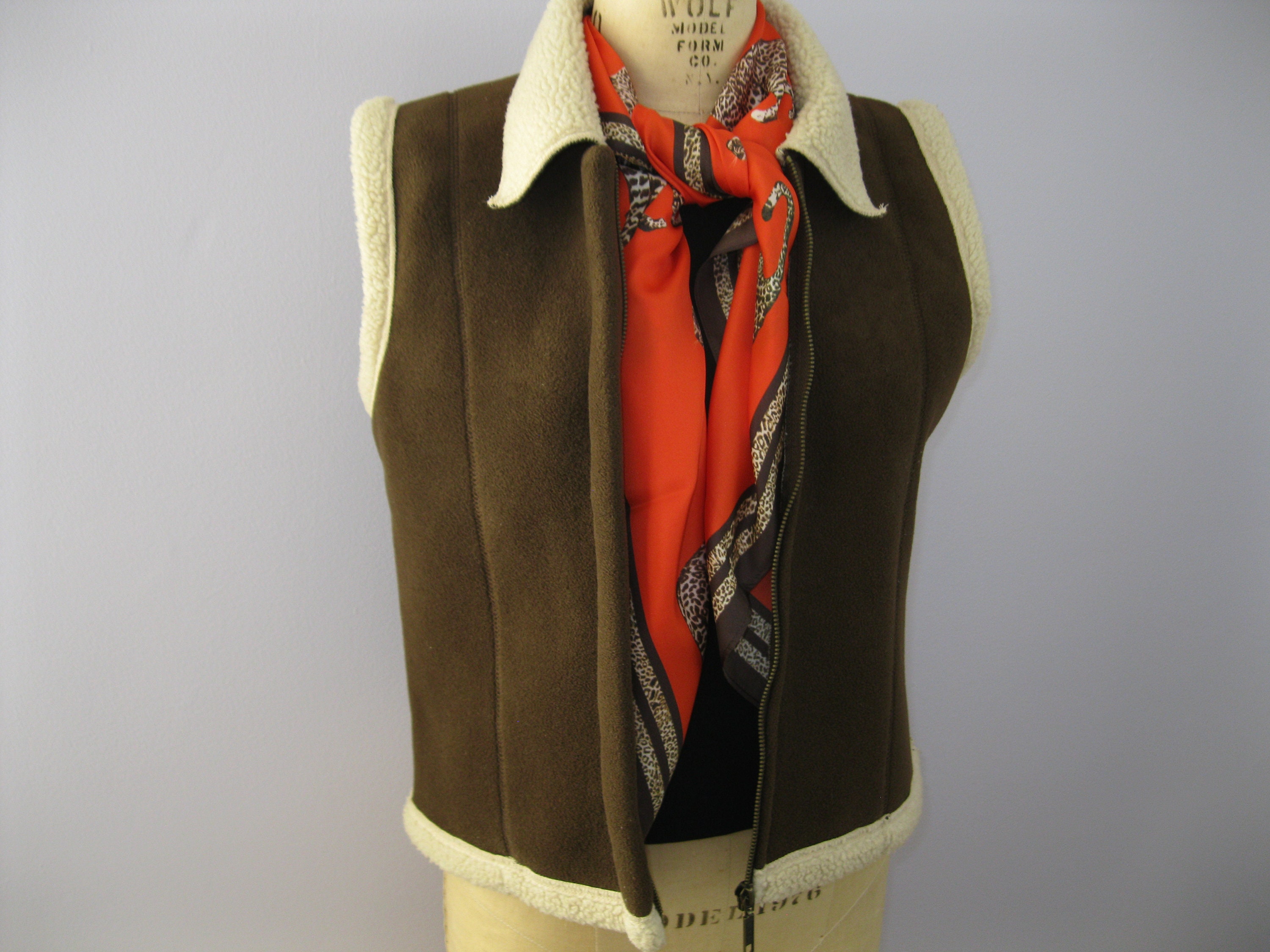 Faux Sheepskin Chocolate Brown Vest / Philhobar Design / Cowgirl Style ...
