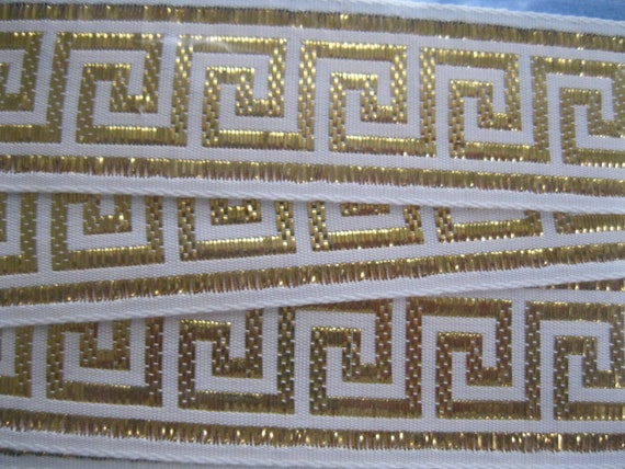 Greek Key Vintage Gold and White Trim in Original 1960's | Etsy