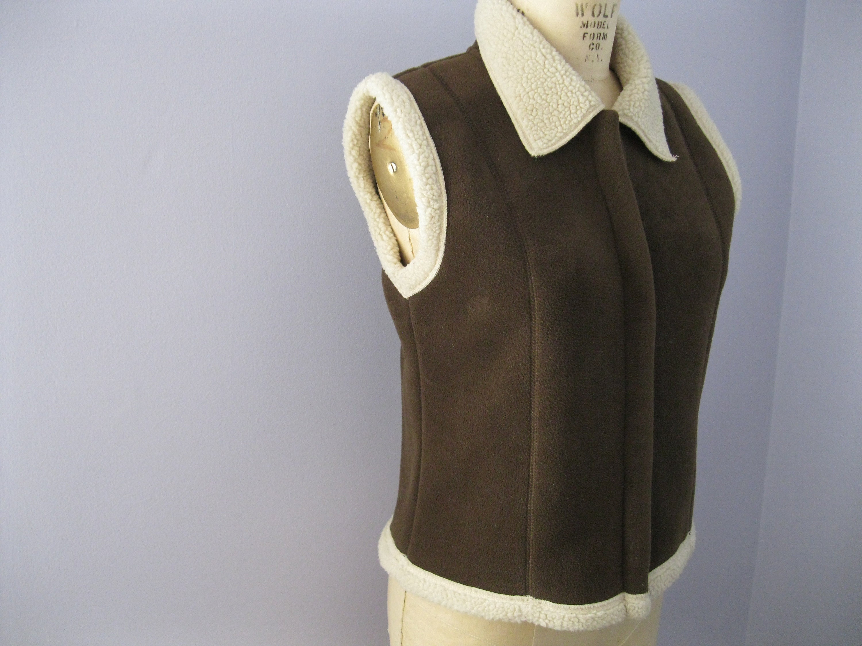 Faux Sheepskin Chocolate Brown Vest / Philhobar Design / Cowgirl Style ...