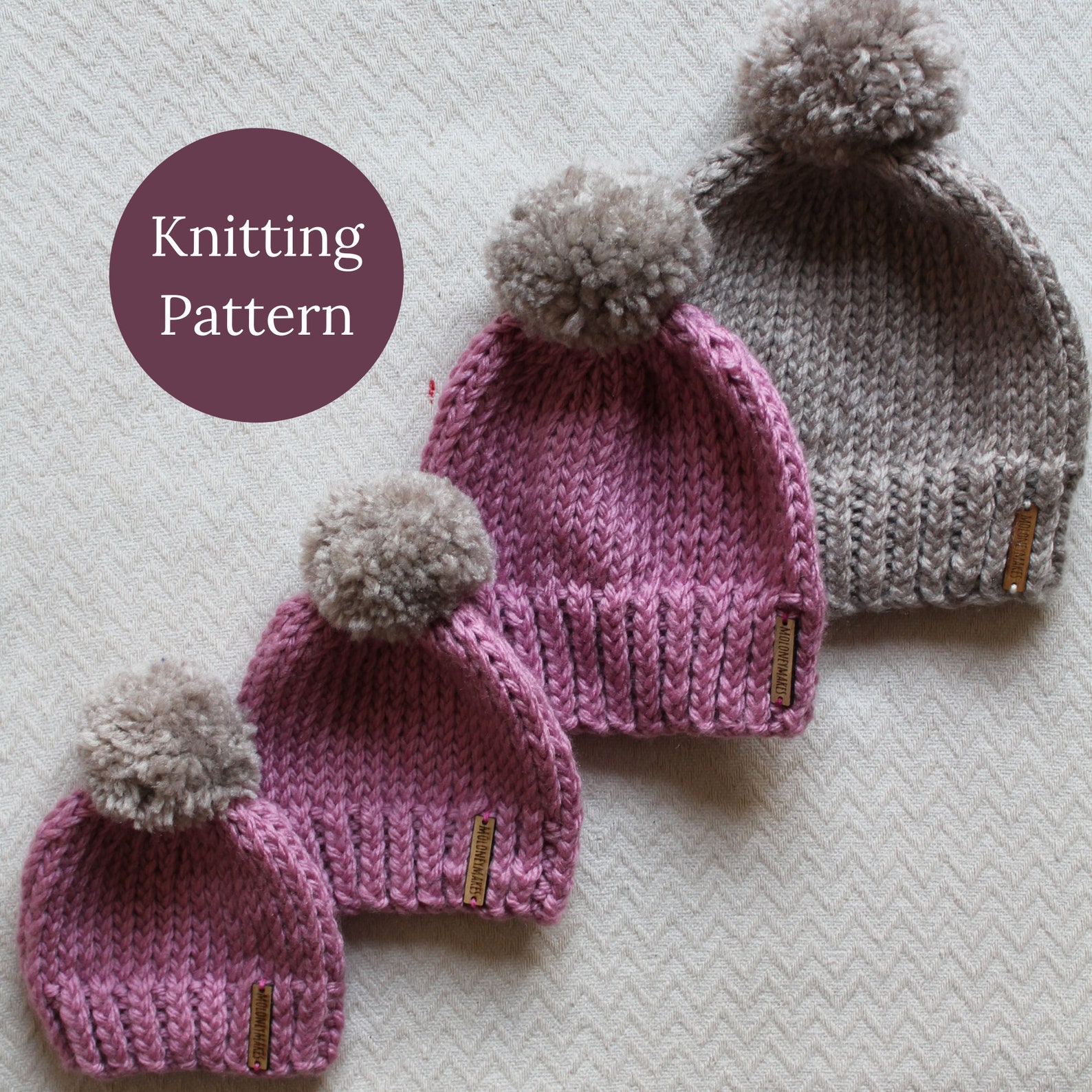 Basic Bobble Hat: Family Edition KNITTING PATTERN BUNDLE - Etsy
