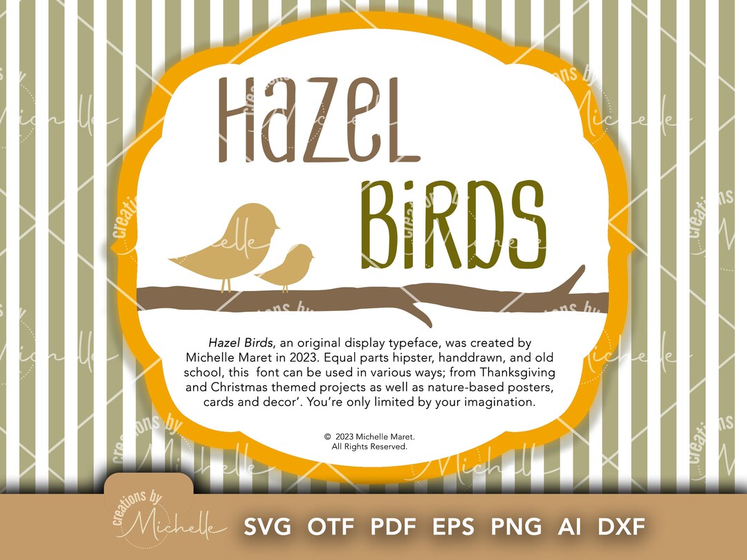 Hazel Birds Font OTF Typeface Vector Handmade Letters SVG - Etsy