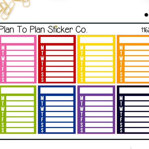 1162full Box Weekly Tracker Planner Stickers. - Etsy