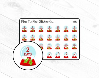 Christmas Countdown Planner Stickers Erin Condren Kikki K - Etsy