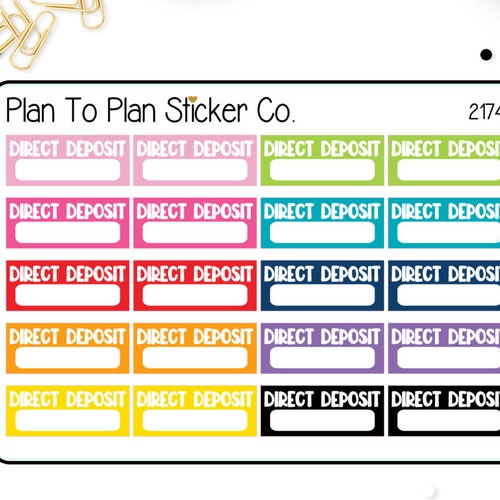 Direct Deposit Script Tracker Planner Stickers Pay Check - Etsy