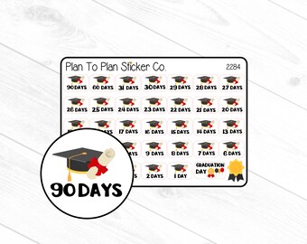 Graduation Countdown Planner Stickers Numbers Days Until - Etsy