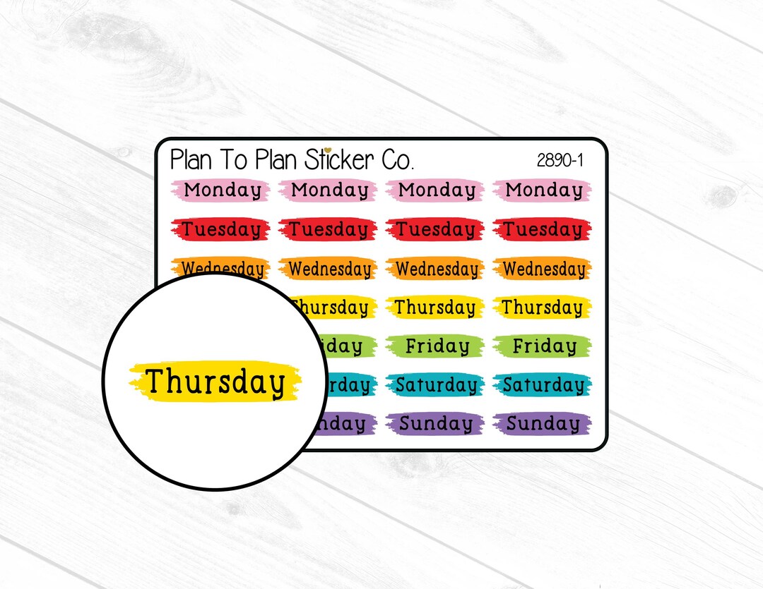 2890-1~~bold Days of the Week Planner Stickers. - Etsy
