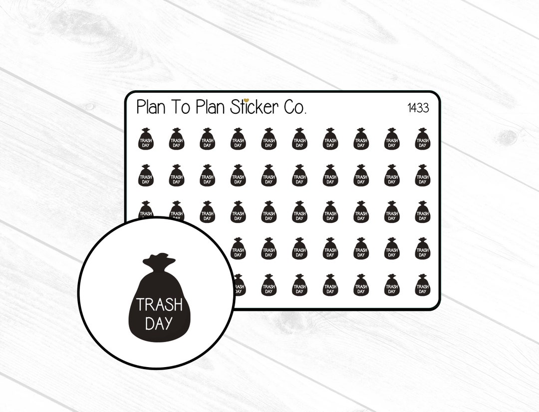 1433~~trash Day Reminder Planner Stickers. - Etsy