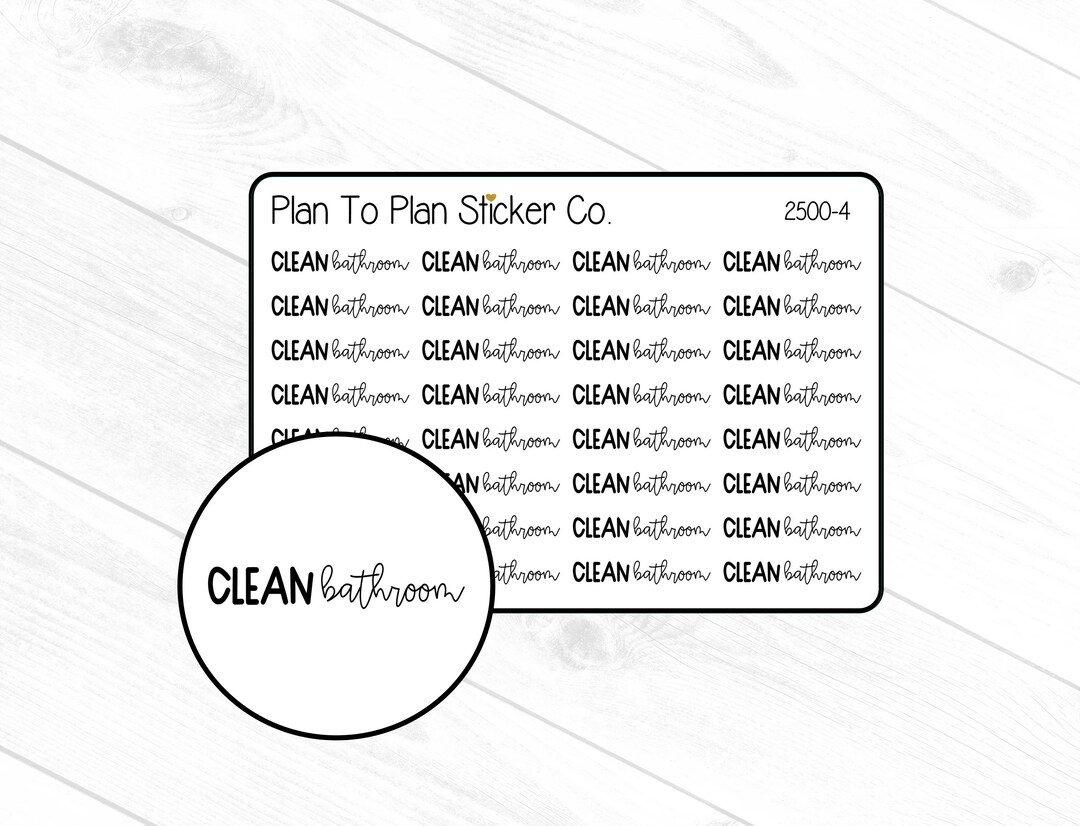 2500-4~~clean Bathroom Script Planner Stickers. - Etsy