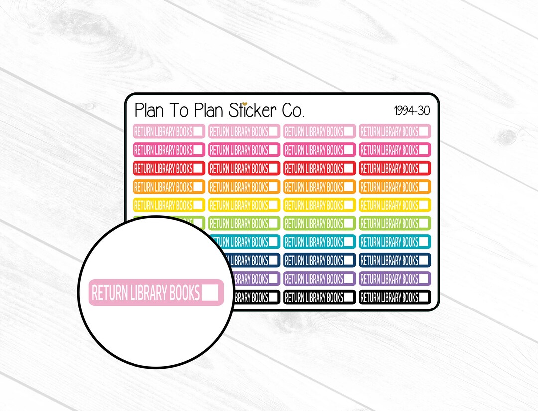 1994-30~~return Library Books Planner Stickers. - Etsy