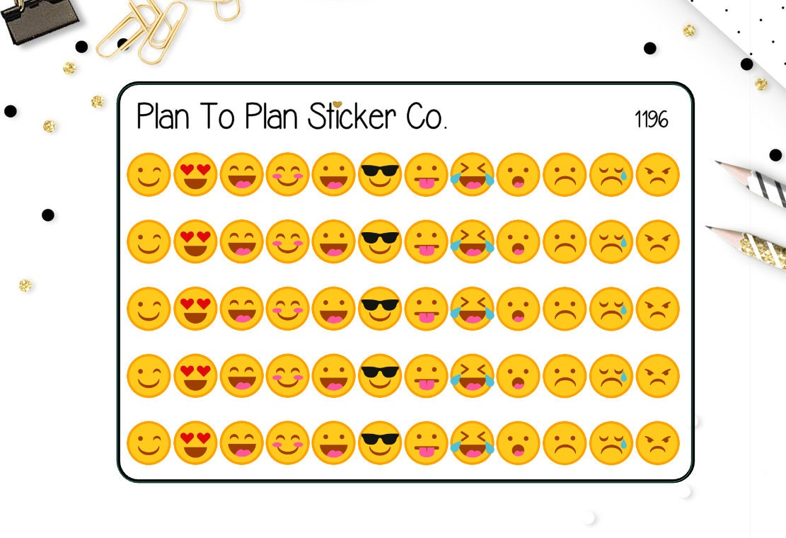1196 Emoticon Mood Tracker Planner Stickers. | Etsy
