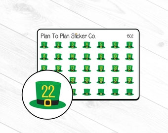 Leprechaun Hats Date Covers Planner Stickers St Patrick's Day Stickers ...