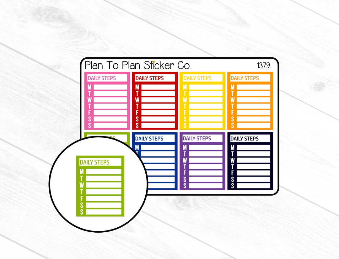 1379~~daily Steps Tracker Planner Stickers. - Etsy