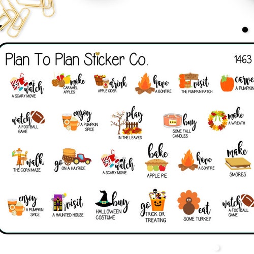 Fall Bucket List Planner Stickers Halloween Thanksgiving - Etsy