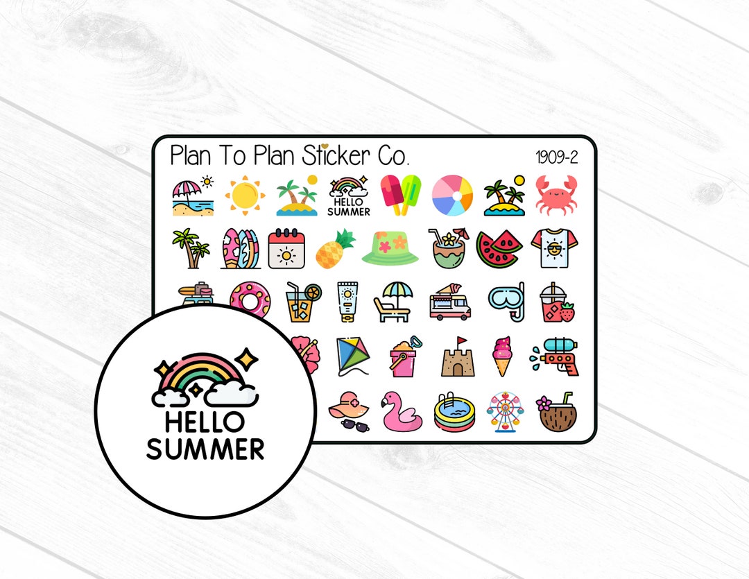 1909-2~~summer Icons Planner Stickers. - Etsy