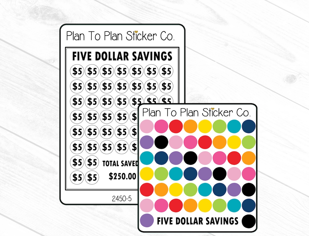 2450 5~~five Dollar Savings Tracker Planner Stickers Etsy