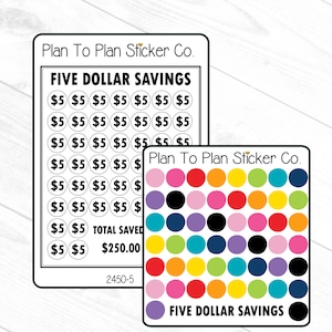2450-5~~five Dollar Savings Tracker Planner Stickers. - Etsy