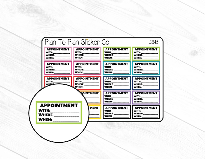 2845~~appointment Box Planner Stickers. - Etsy