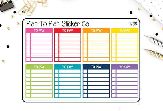 1739to Pay Full Box Trackers Planner Stickers. | Etsy