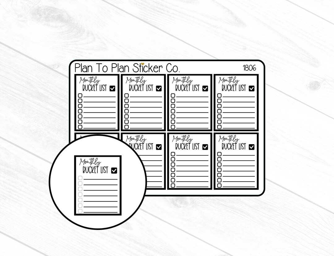 1806~~monthly Bucket List Planner Stickers - Etsy