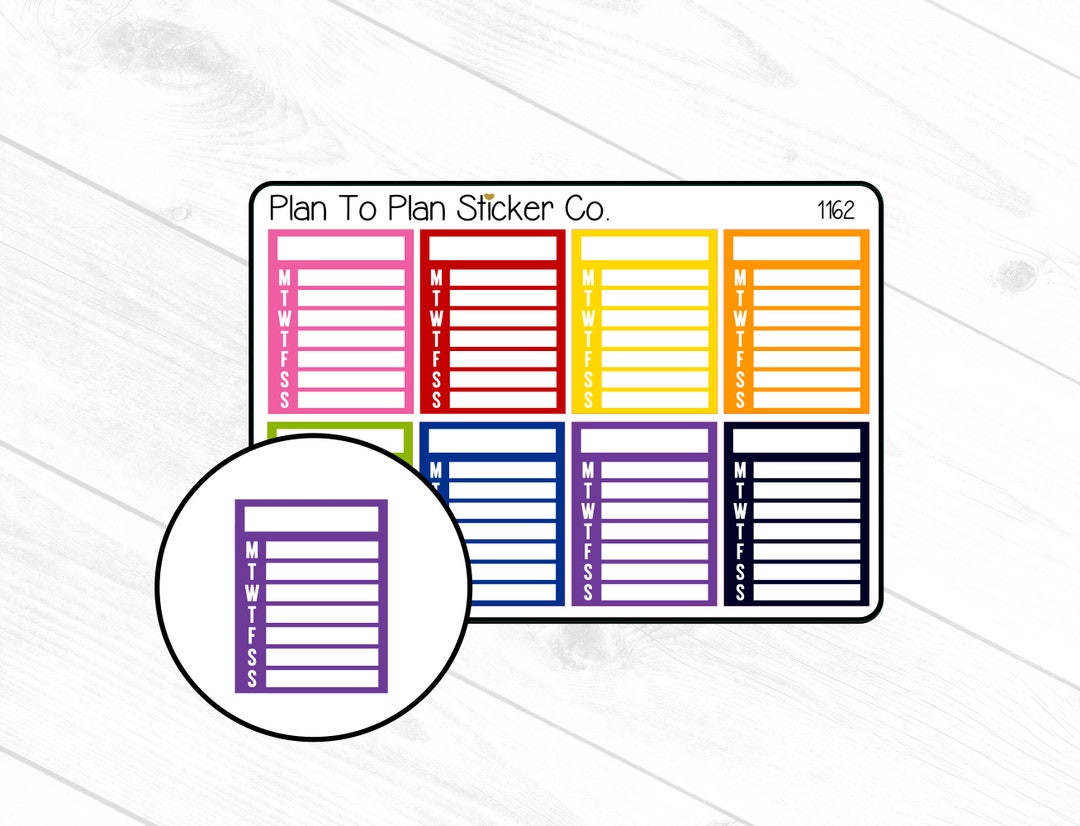 1162~~full Box Weekly Tracker Planner Stickers. - Etsy