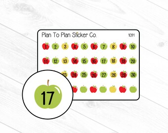 Apple Date Covers Planner Stickers, Apple Dates Stickers, Apple Bullet ...