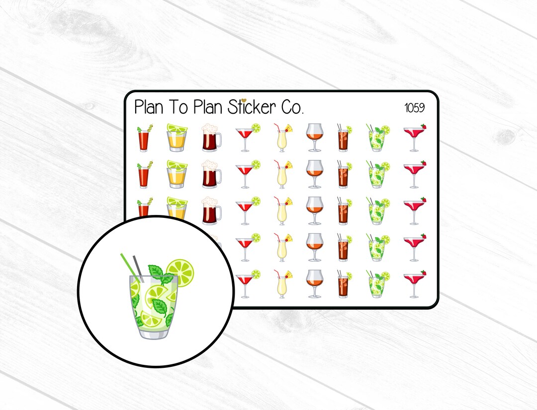 1059~~alcohol Drinks Planner Stickers. - Etsy
