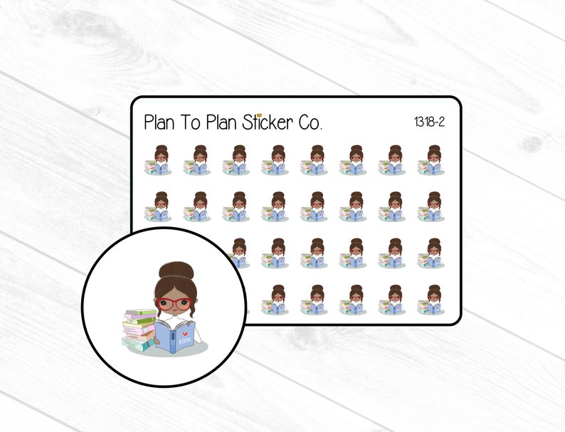1318~~reading Girl Planner Stickers. - Etsy