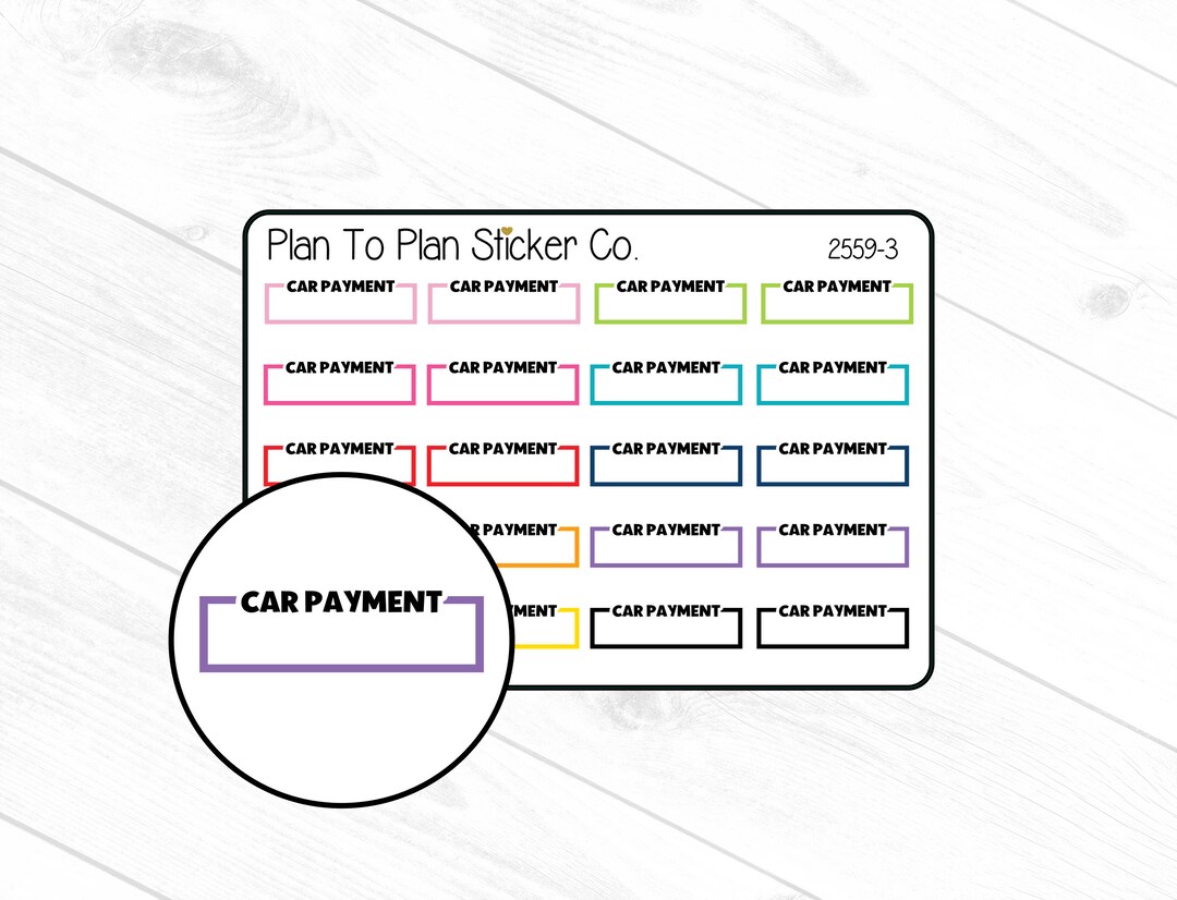 2559-3~~car Payment Boxes Planner Stickers. - Etsy